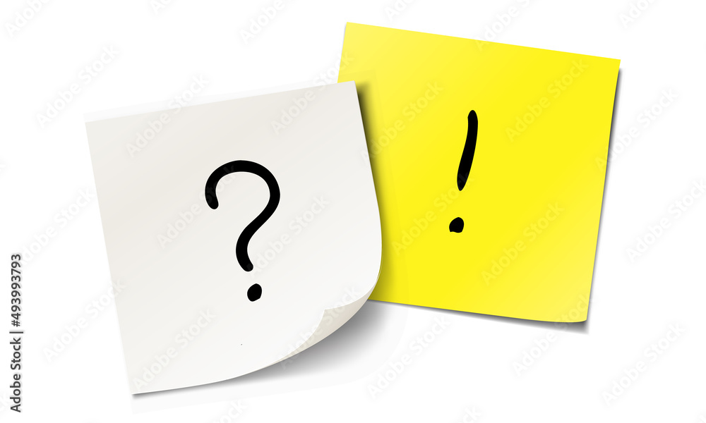 Paper notes with question mark and exclamation mark Stock Vector ...