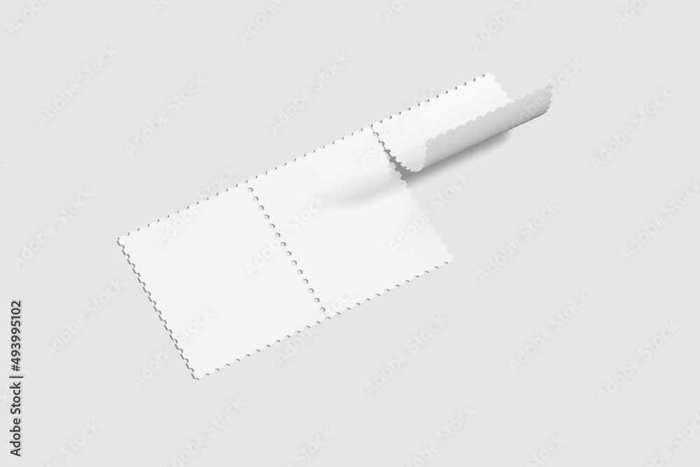 Blank white rectangular postage stamps isolated on white background. 3D ...