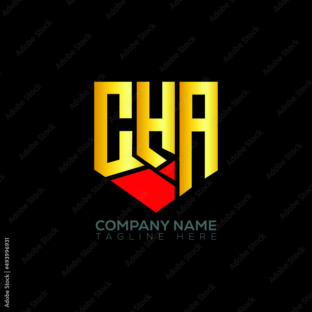CHA letter logo design on black background.CHA creative initials letter ...