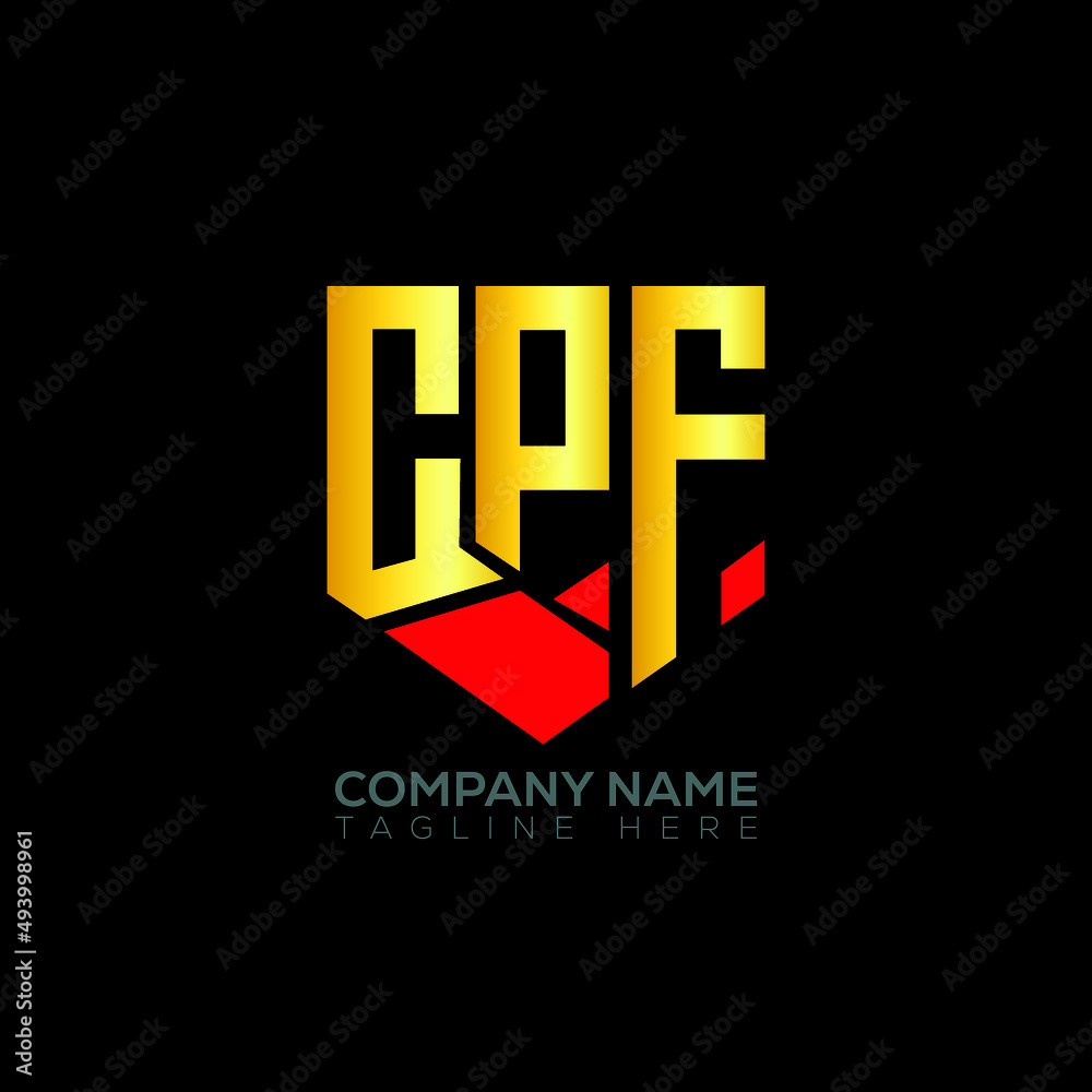 CPF letter logo design on black background.CPF creative initials letter logo concept.CPF letter ...