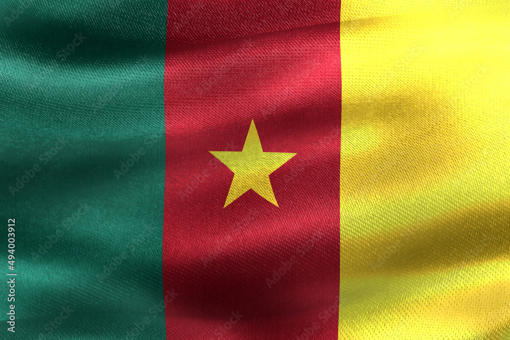 Realistic 3D render of waving Cameroon flag with fabric texture - great ...