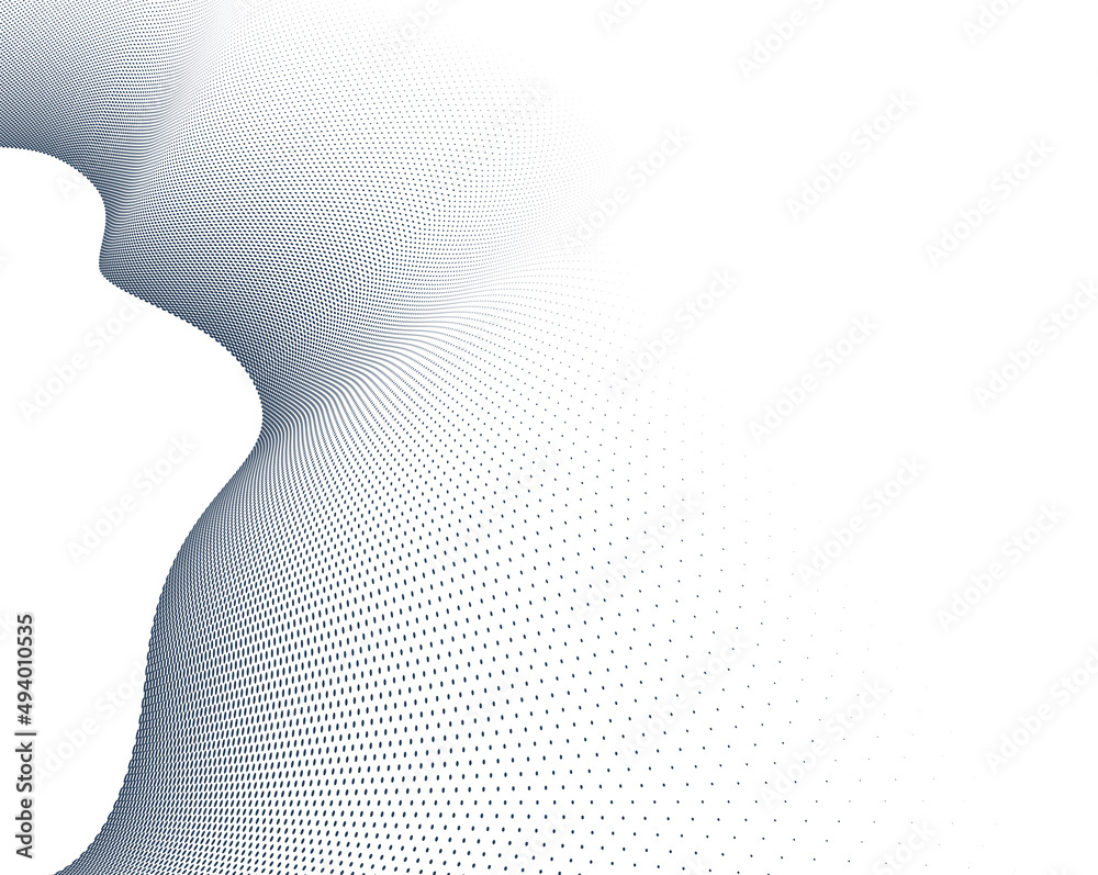 Grey dots in 3D perspective vector abstract background, dotted pattern ...