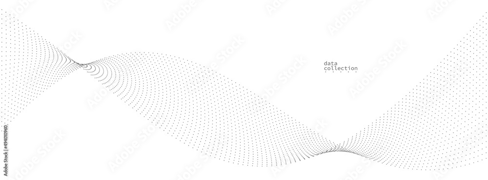 Grey airy particles flow vector design, abstract background with wave ...
