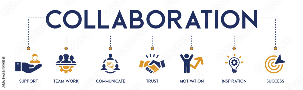 Collaboration banner web icon vector illustration concept for teamwork ...