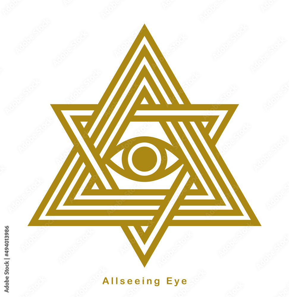 All seeing eye in triangle pyramid vector ancient symbol in modern ...
