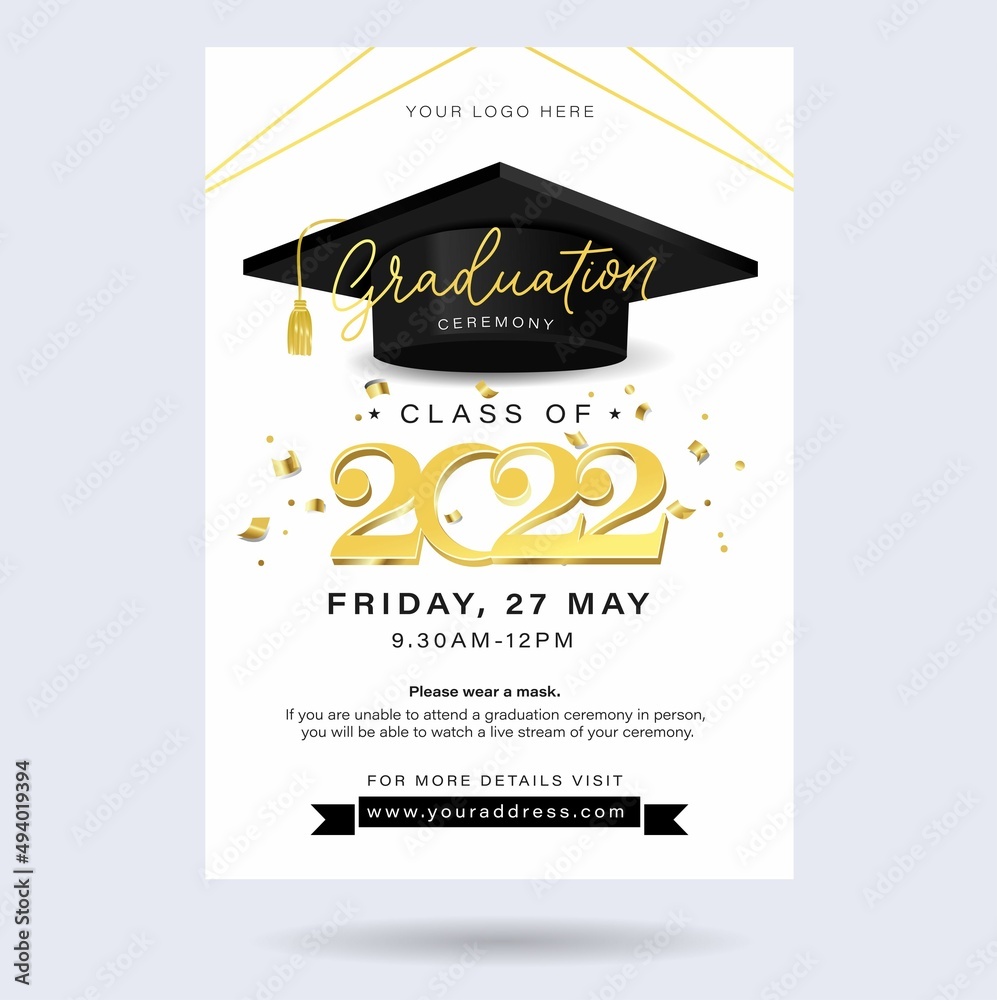 Graduation poster concept with university or high school cap.Class of ...