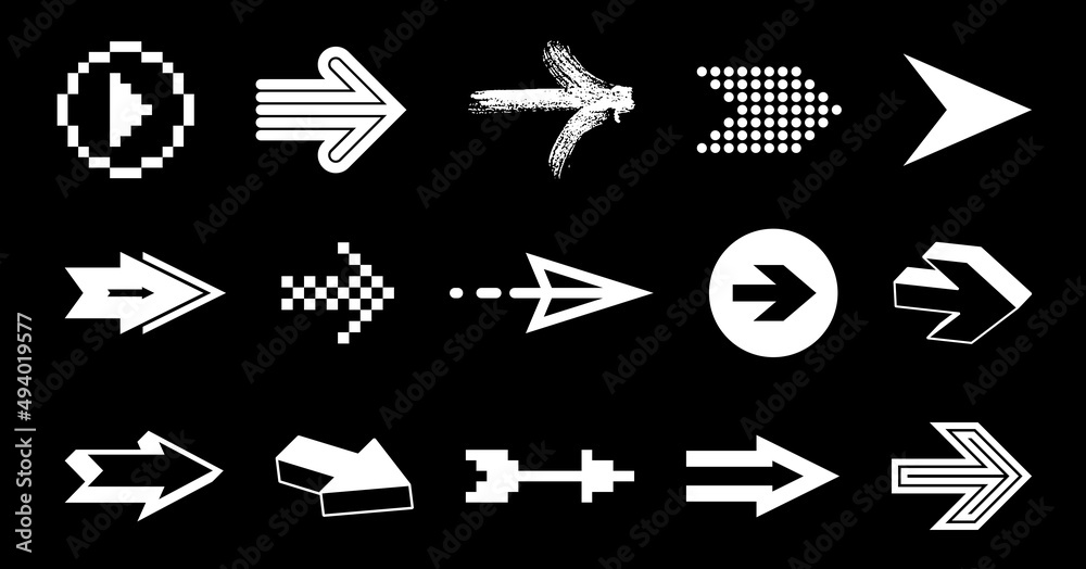Diverse arrow cursors vector set, different shapes styles and concepts ...
