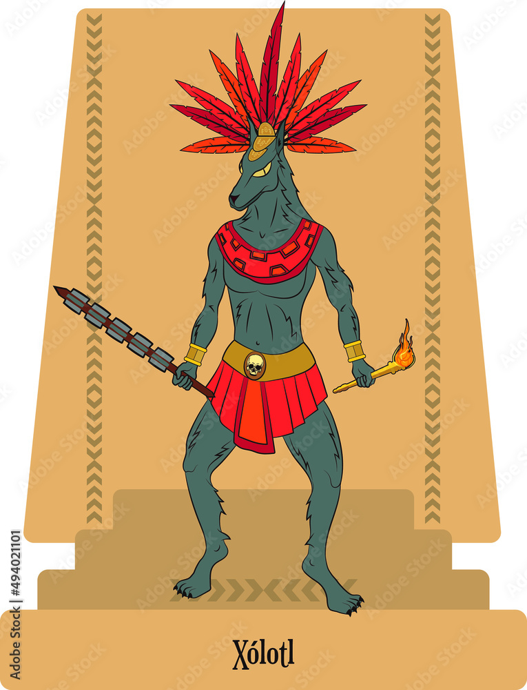 Vector Illustration Of Gods Of Aztec Mythology Xolotl Stock Vector Adobe Stock