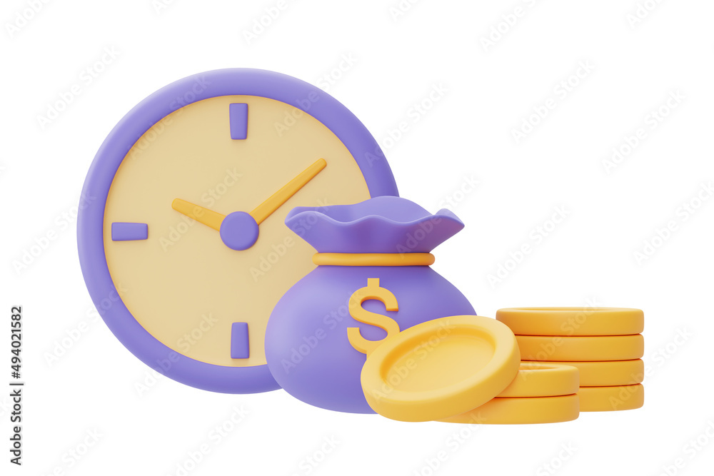 Time value of money concept with clock and coin stacks,time management ...