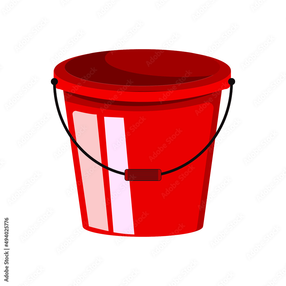 red plastic bucket cartoon illustrator Stock Vector | Adobe Stock