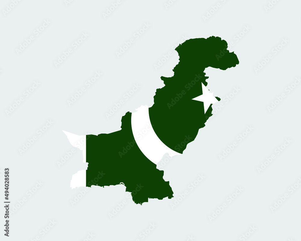 Pakistan Flag Map. Map of the Islamic Republic of Pakistan with the ...