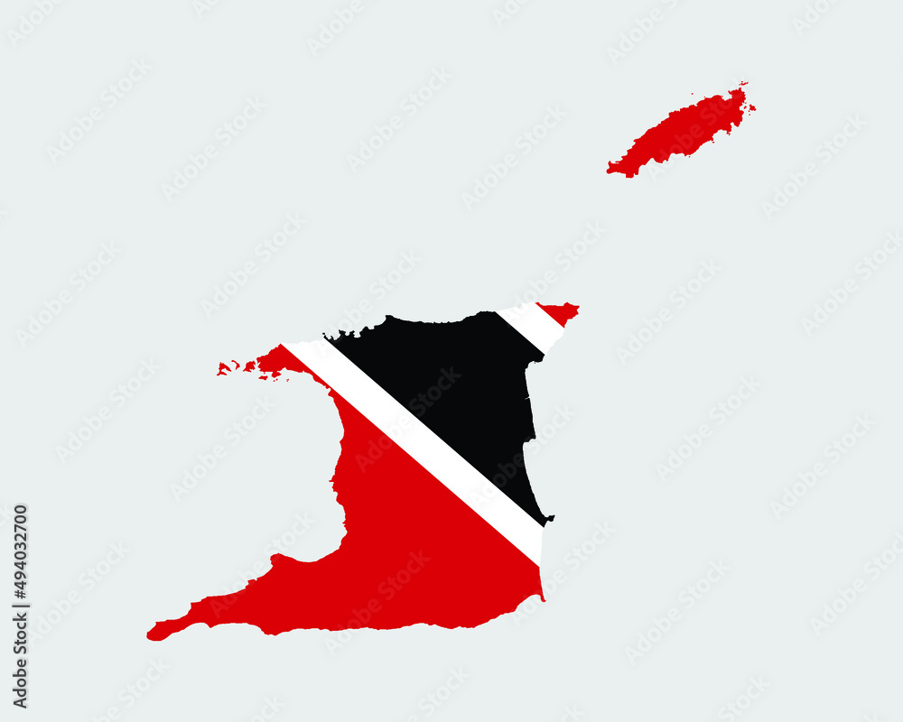 Trinidad and Tobago Flag Map. Map of the Republic of Trinidad and Tobago with country banner ...