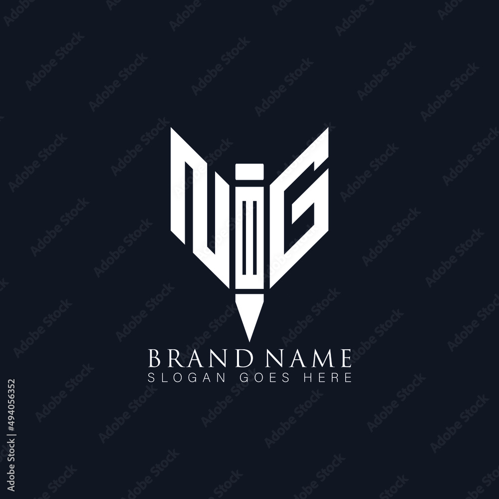 NG letter logo design on white background.NG creative monogram initials ...
