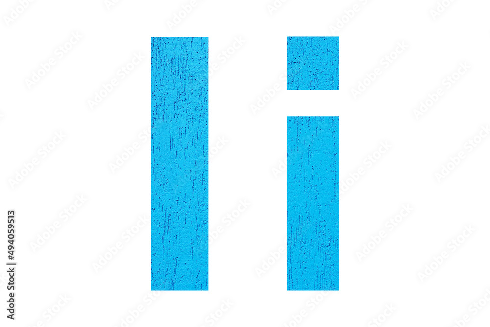 Alphabet uppercase and lowercase letters I with wall texture. Blue ...