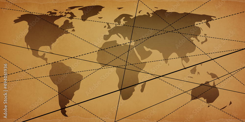Ancient World Map with Rough Texture on Paper, Historic and History ...