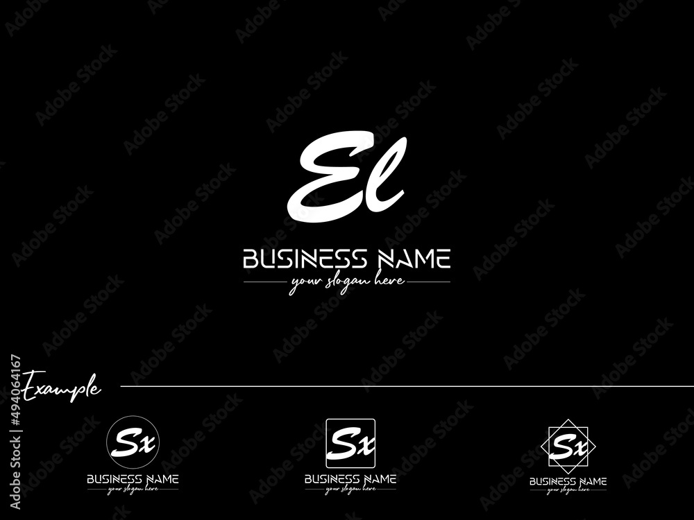 Letter EI Logo Design, Signature Ei ie Logo Letter Vector Stock Black ...