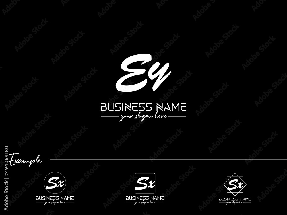Letter EY Logo Design, Signature Ey ye Logo Letter Vector Stock Black ...