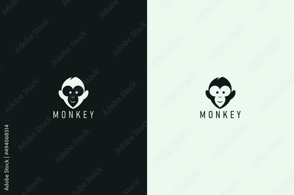 Minimal monkey head logo, Modern monkey logo design. Stock Vector ...