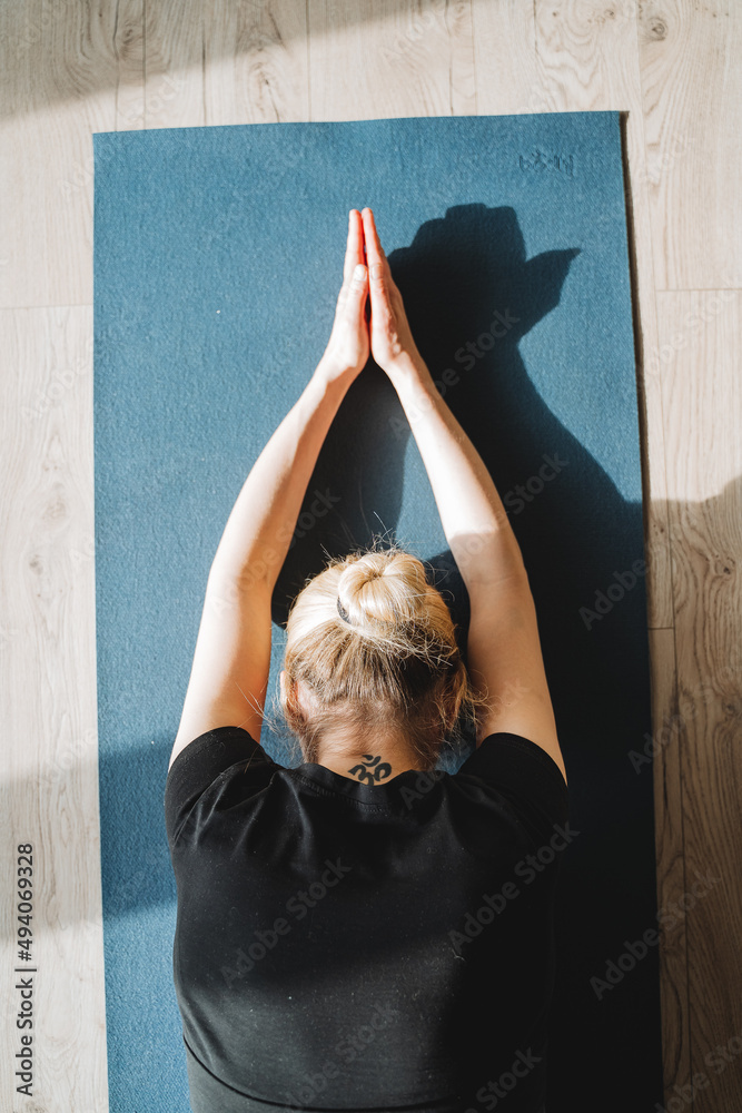 Balasana view from above, the child's posture for complete relaxation ...