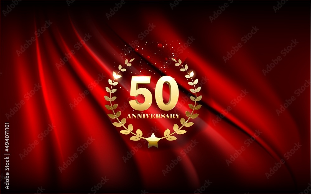 50th Anniversary celebration. Golden number 50 with sparkling confetti ...