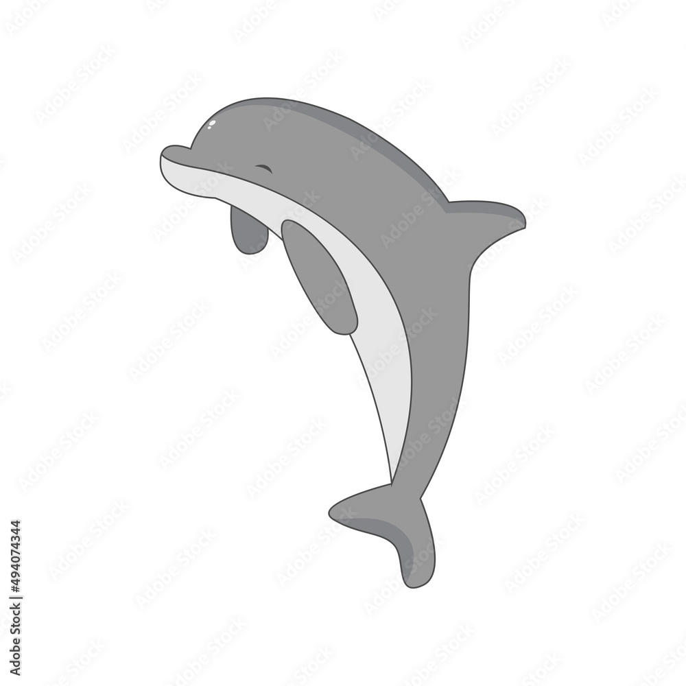 Isolated grey dolphin animated animals jungle vector illustration Stock ...