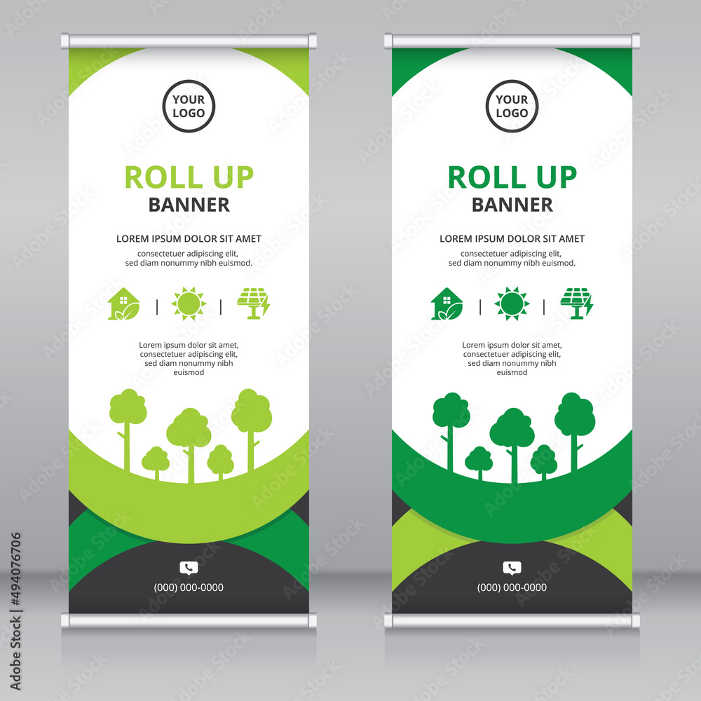 Eco friendly themed modern roll up banner template, Standee template, X ...