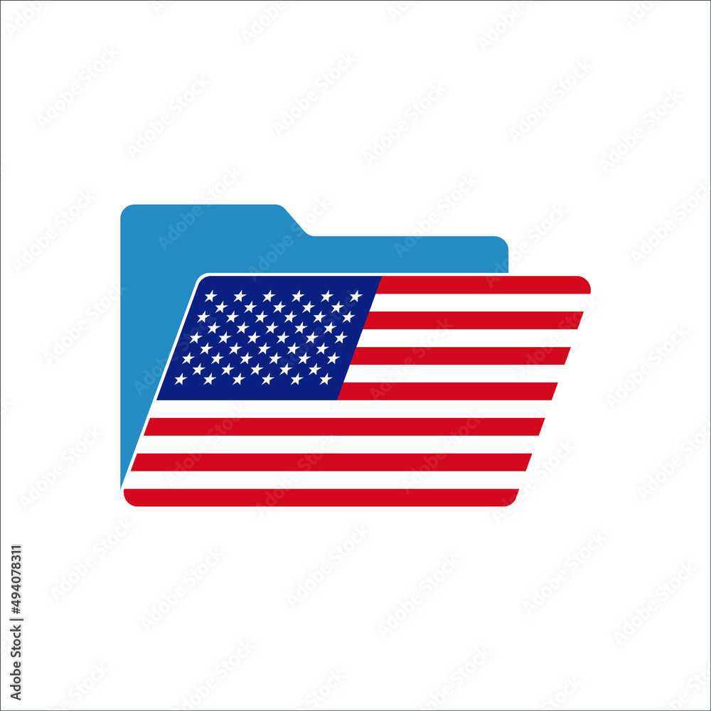 Folder icon with United States of America flag. Vector folders icons ...