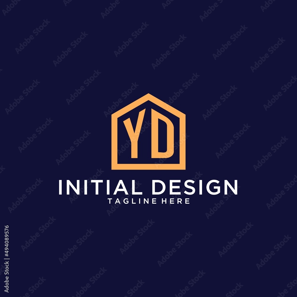 Initial YD logo with abstract home shape, modern minimalist realty logo ...