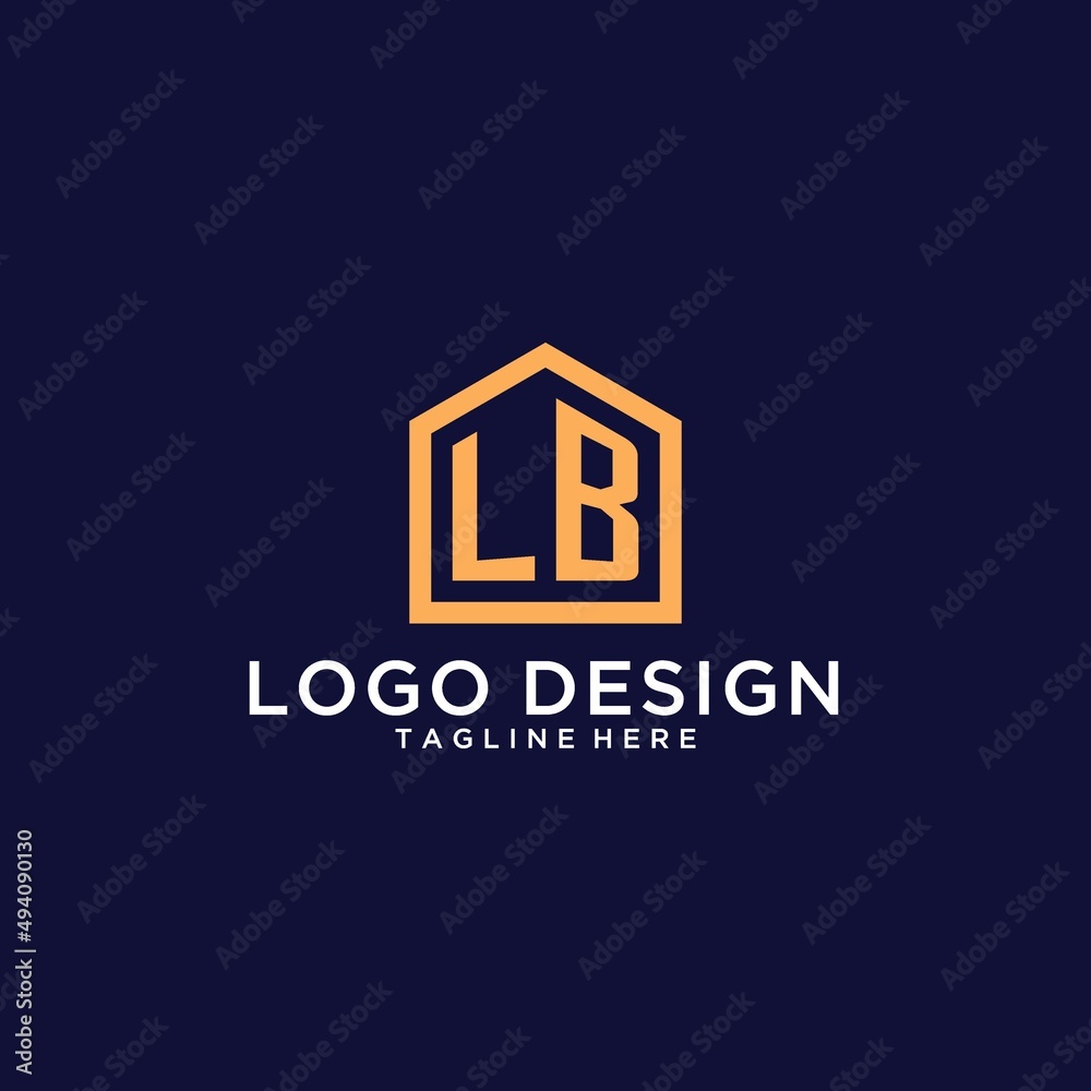 Initial LB logo with abstract home shape, modern minimalist realty logo ...