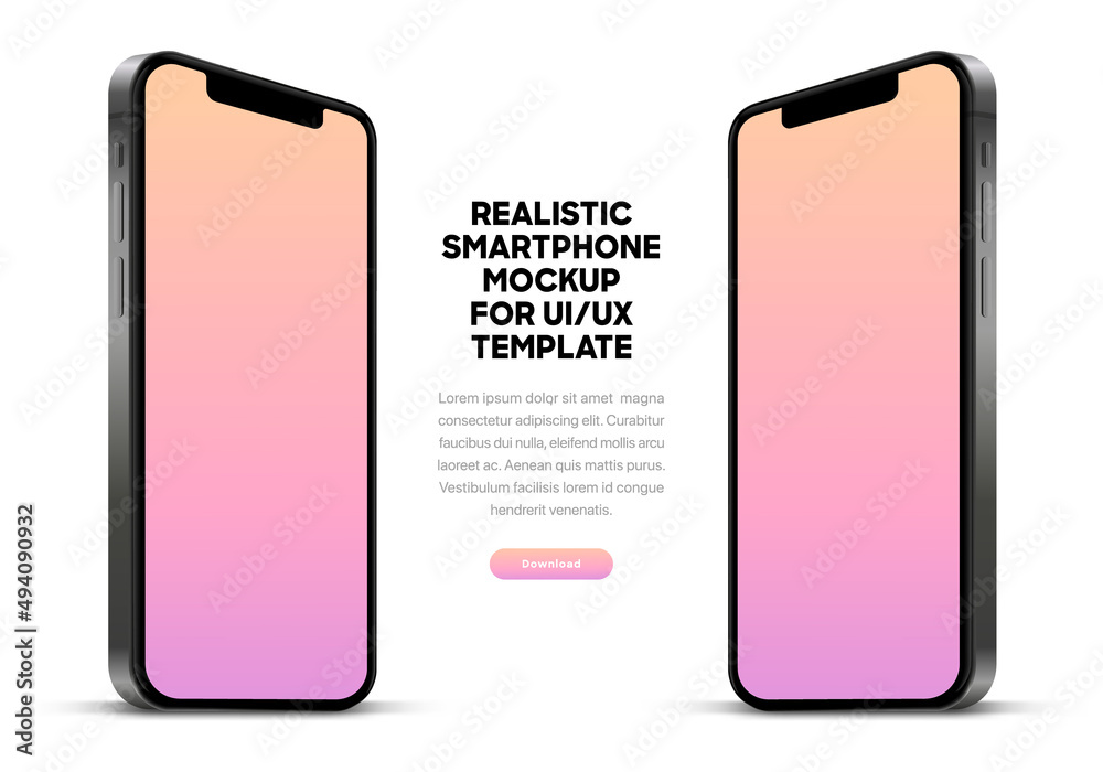3d high quality vector smartphone mockups. Ultra realistic mobile ...
