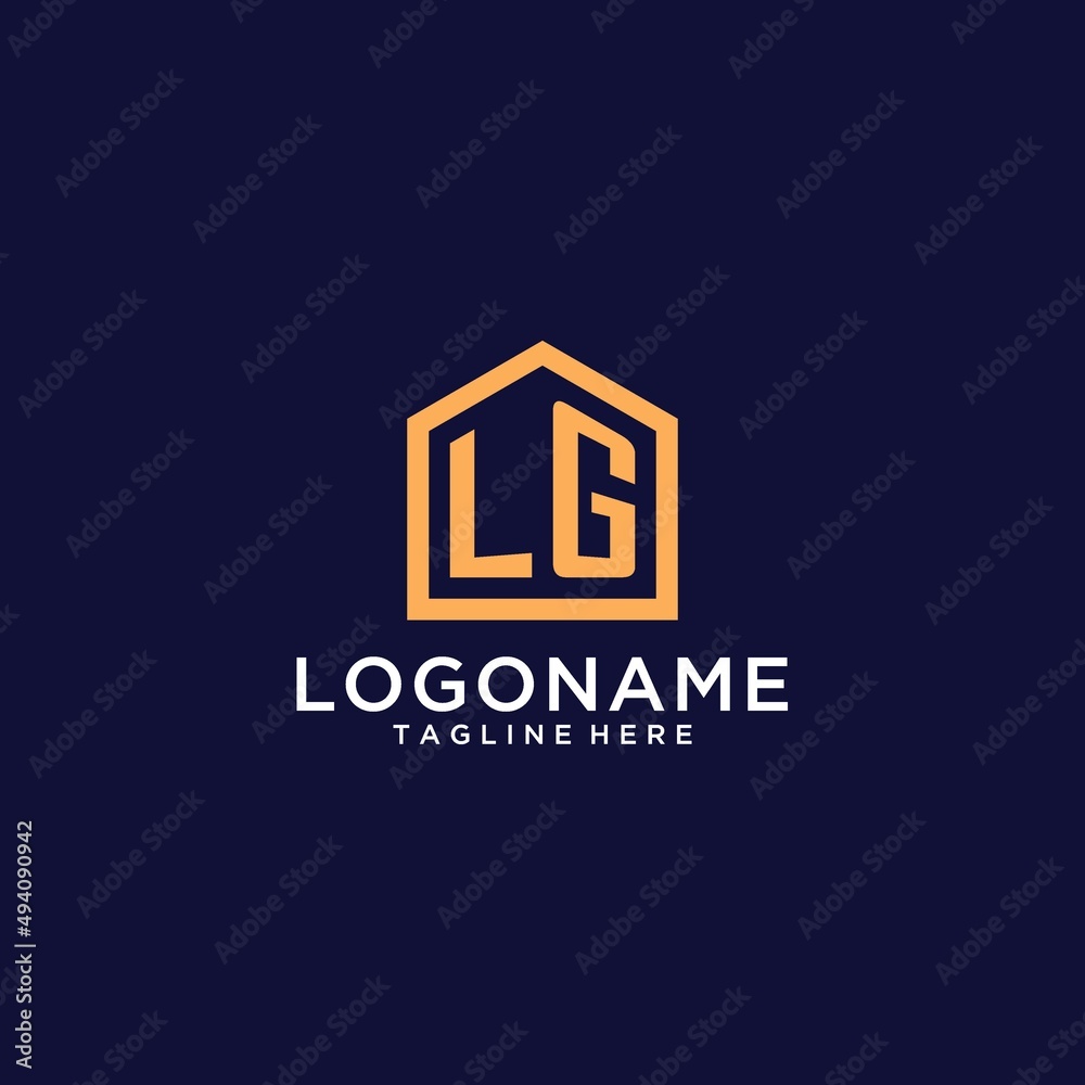 Initial LG logo with abstract home shape, modern minimalist realty logo ...