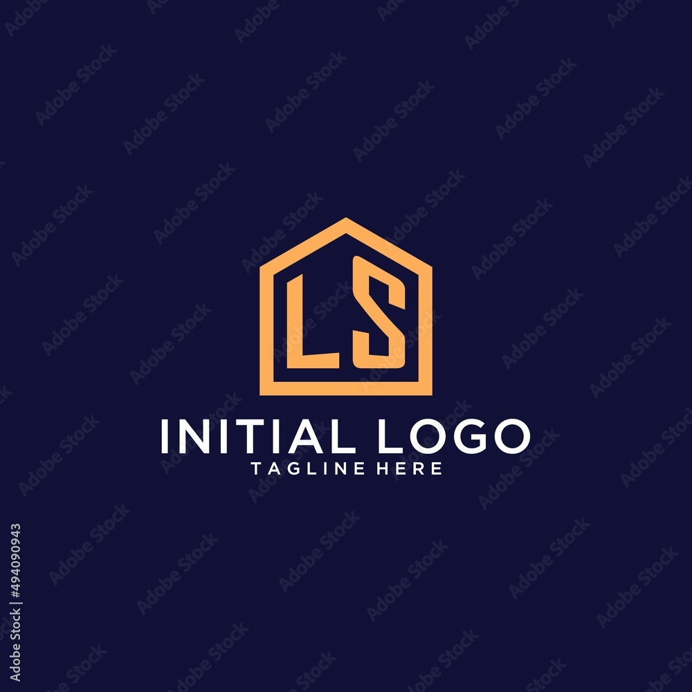 Initial LS logo with abstract home shape, modern minimalist realty logo ...