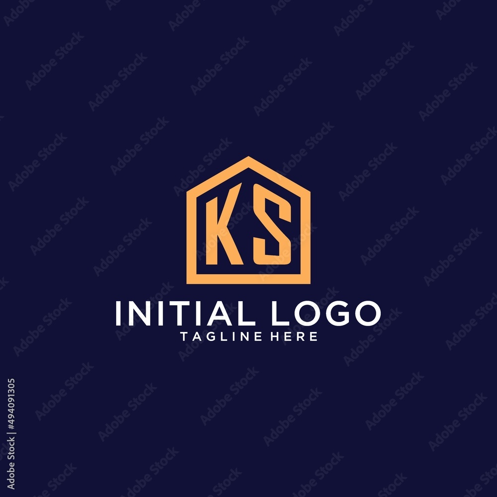 Initial KS logo with abstract home shape, modern minimalist realty logo ...