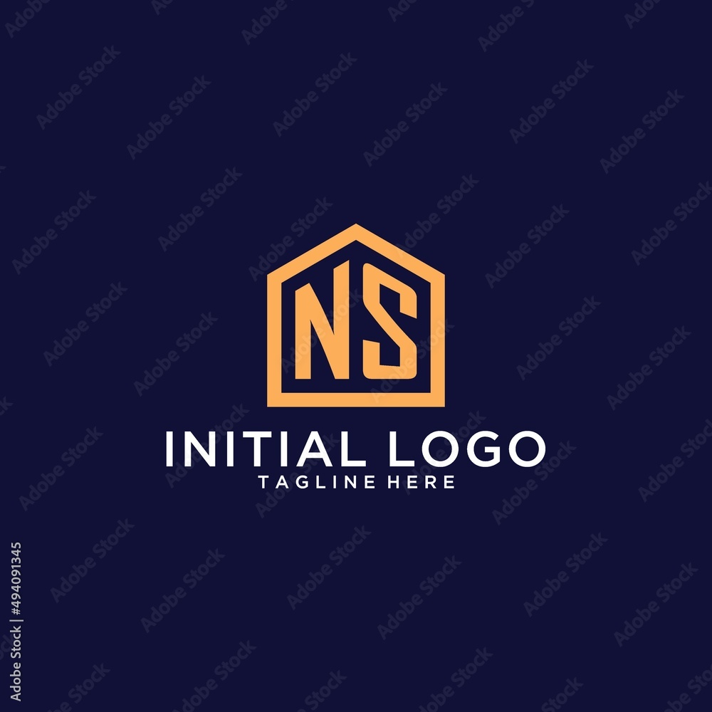 Initial NS logo with abstract home shape, modern minimalist realty logo ...