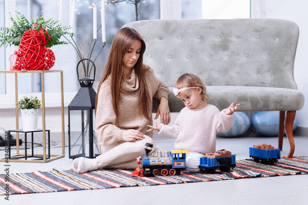 mothers day. Portrait of little preschool girl kid excited young mother ...