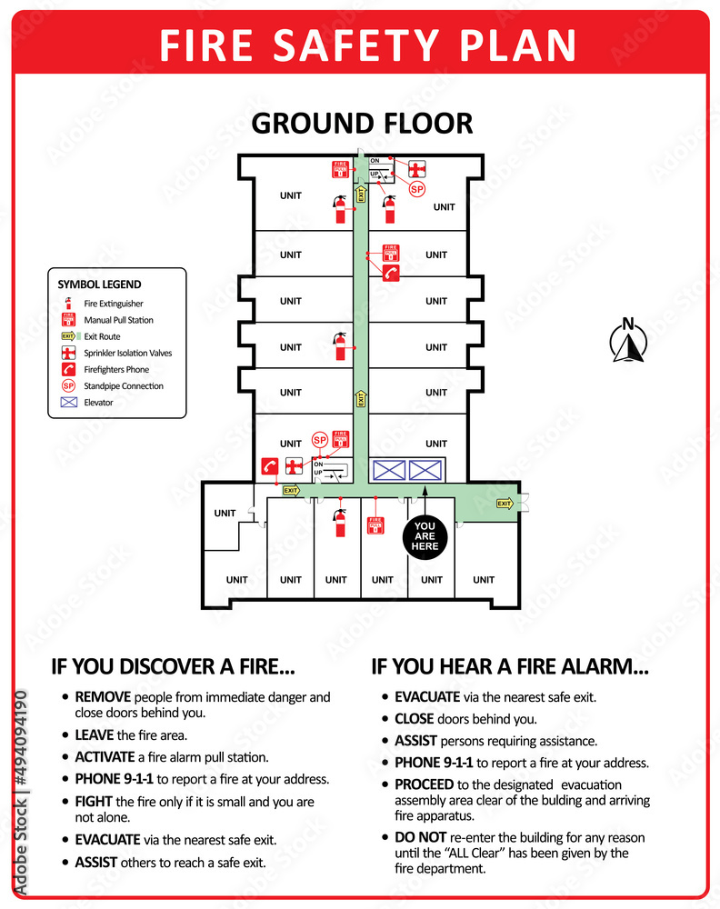 Plakat Fire emergency plan of building ground floor. Also known as ... Plakat Fire emergency plan of building ground floor. Also known as ...