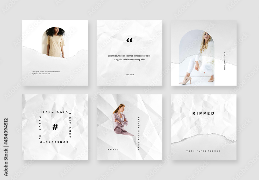 Minimal Social Layouts with Paper Texture Stock Template | Adobe Stock
