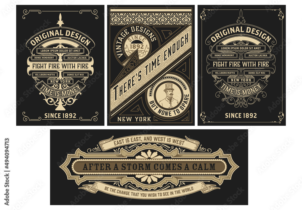 Set of 4 Vintage Labels for Packaging Stock Template | Adobe Stock