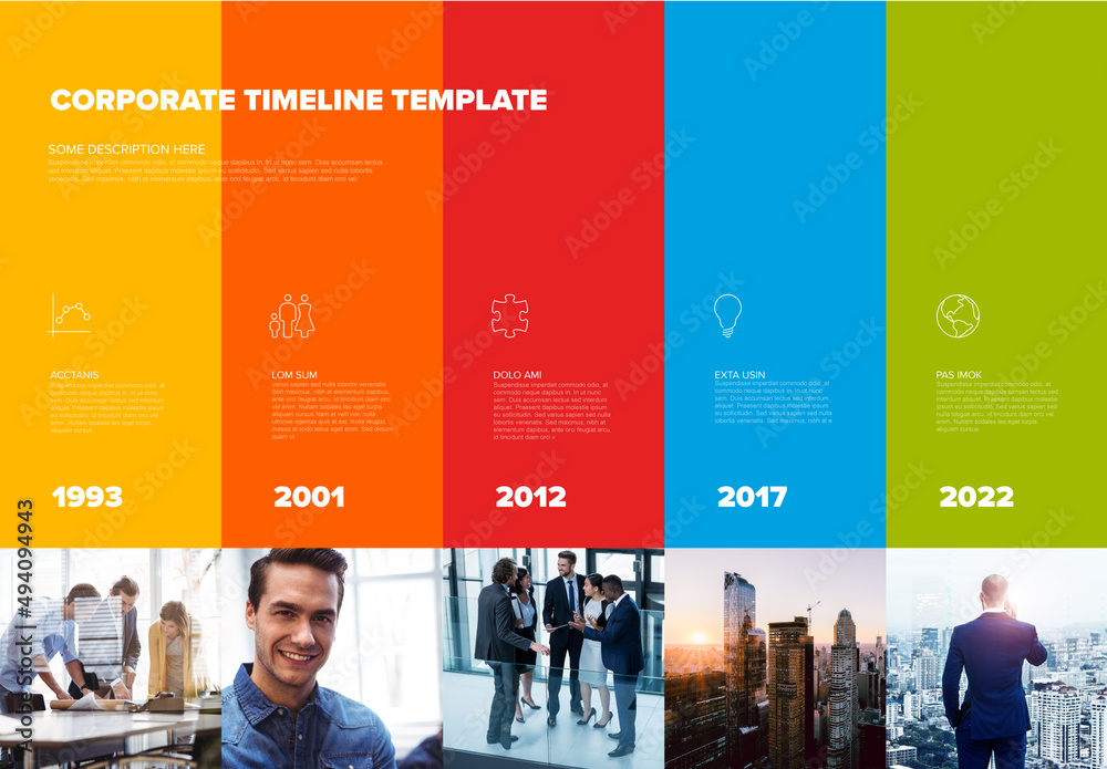 Simple Minimalistic Stripe with Square Photo Timeline Layout Stock ...