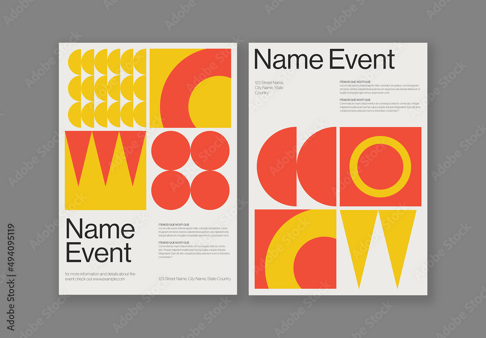 Graphic Orange and Yellow Poster Layout Stock Template | Adobe Stock