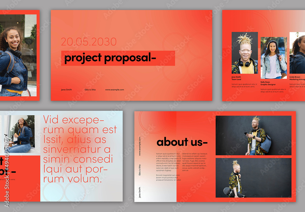 Red and Orange Pitch Deck Layout with Gradient Accent Stock Template ...