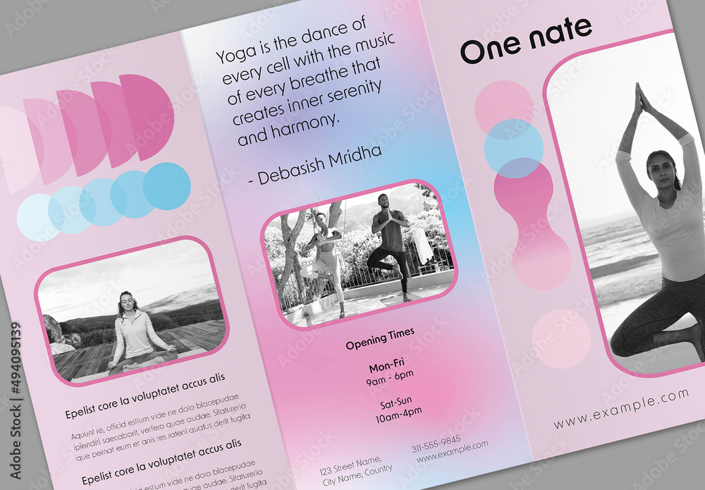 Pink Yoga Brochure Layout with Gradient Circles Stock Template | Adobe ...