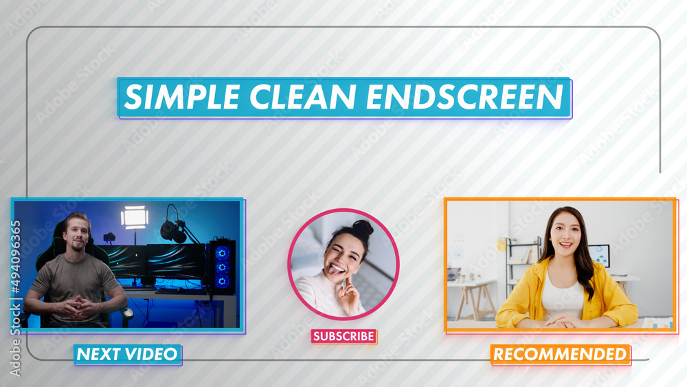 Simple Clean End Screen Stock Template | Adobe Stock
