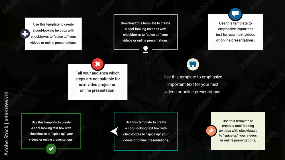 Smooth and Minimal Text Box with Multiple Icons Stock Template | Adobe ...