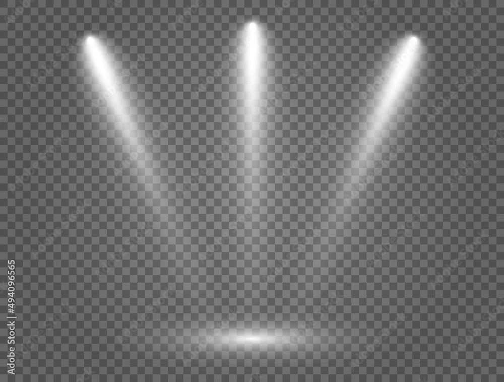 Realistic led lights from projector. Bright lighting with spotlights ...