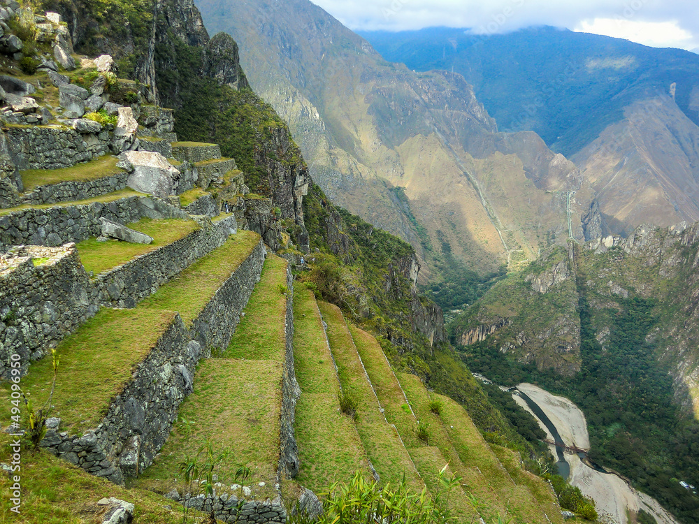 The terraces or platforms, structures of the Inca Empire in Machu ...