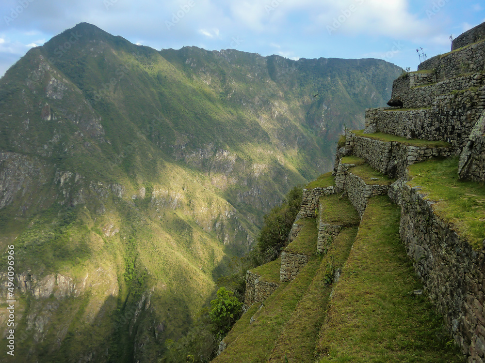 The terraces or platforms structures of the Inca Empire in Machu Picchu ...