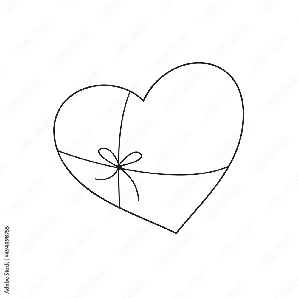 Hand draw a heart with a bow. Hand drawn doodle vector illustration in ...