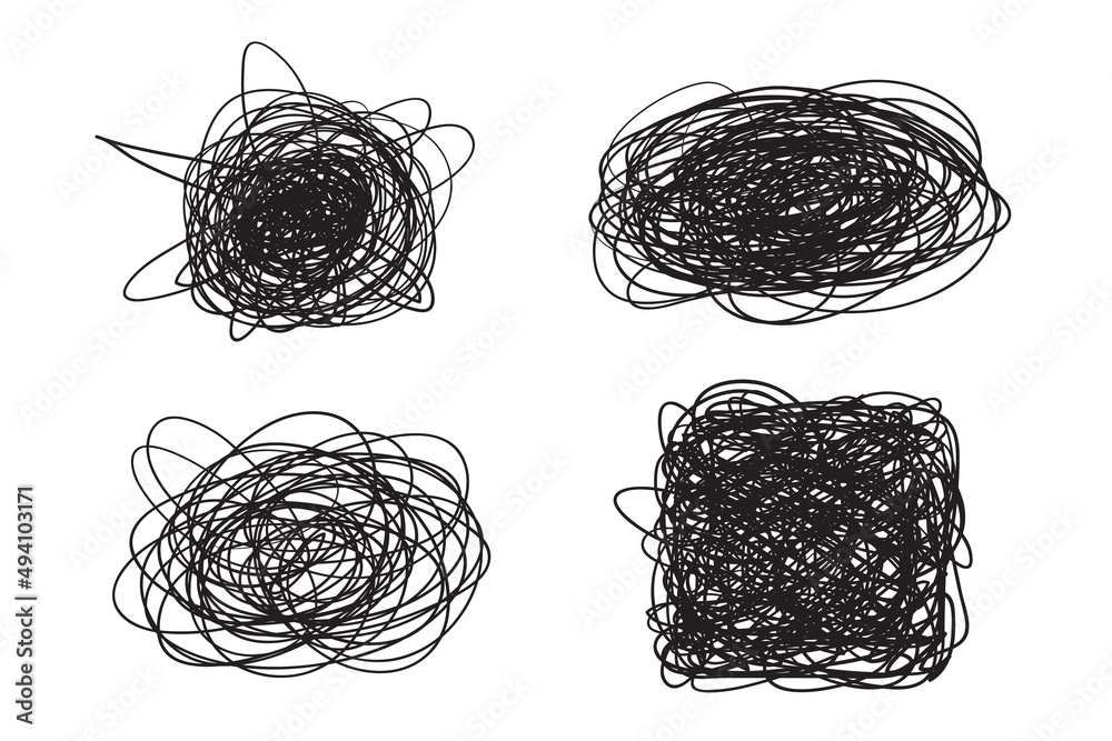 Tangled shapes on white. Chaos pattern. Scribble sketch. Background with array of lines ...