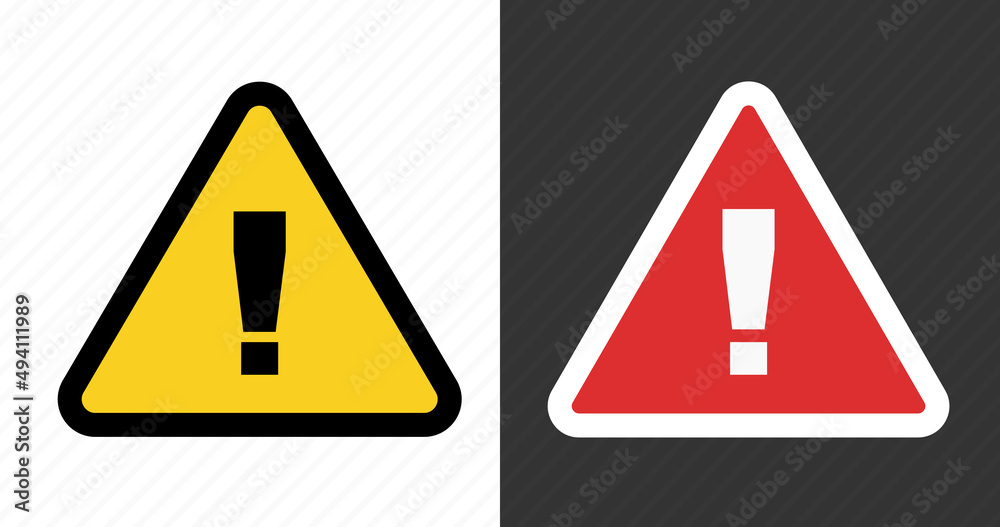 Vector yellow triangle sign - black silhouette exclamation mark ...
